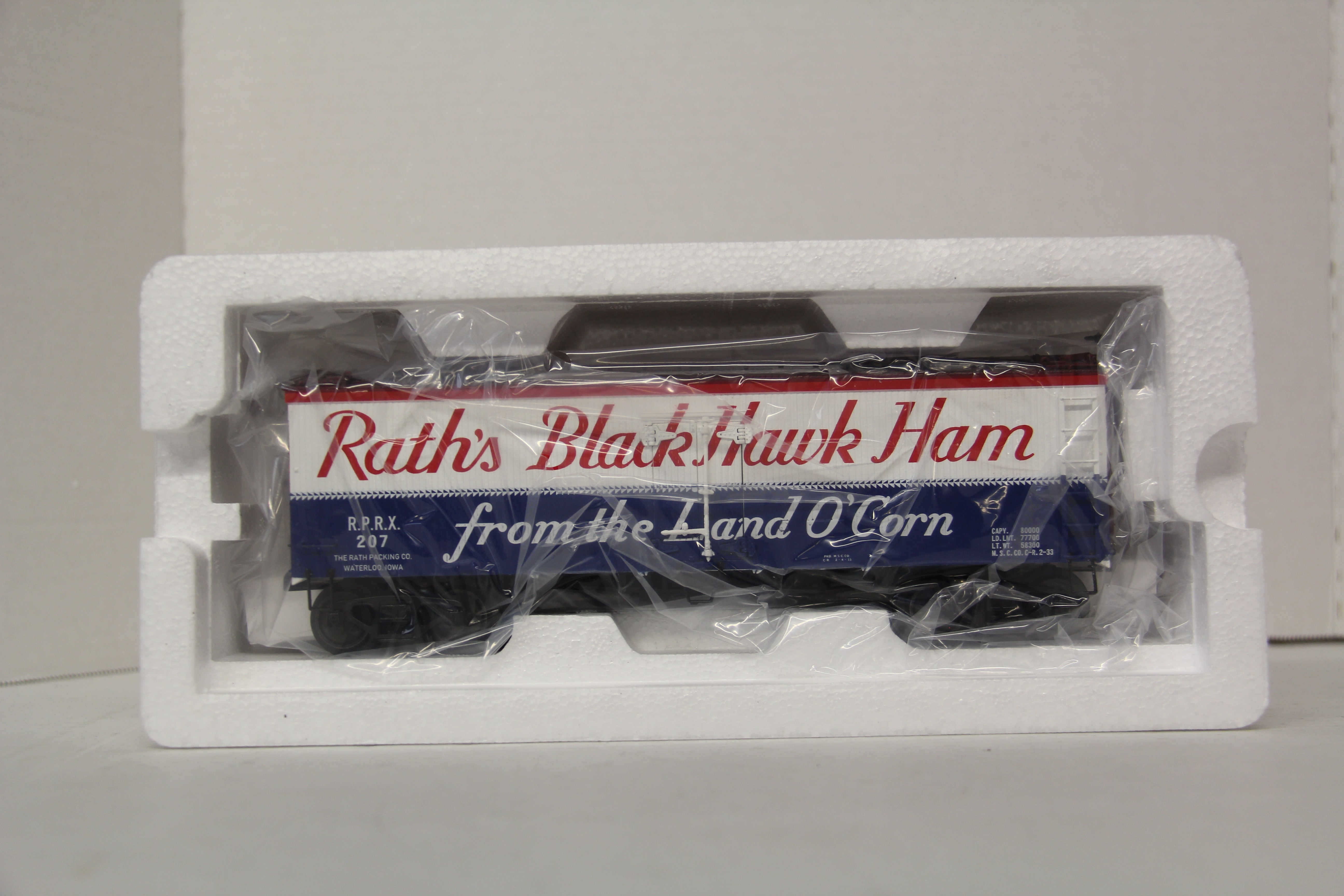 MTH 20-94493 Rath's Ham 36' Woodsided Reefer Car #207-Second hand-M626 ...