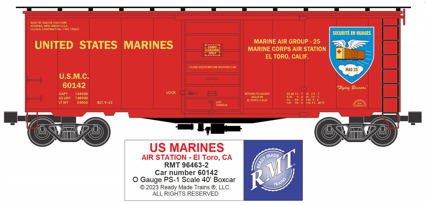 Ready Made Trains RMT-96463-2 - 40" PS-1 Boxcar "U.S. Marines" #60142 ...
